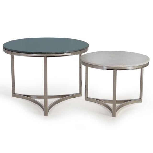 Handajega White and Green Marble Round Coffee Table - Set of 2 by ...
