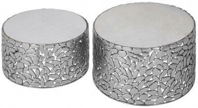 Templar Set of 2 Antique Pewter Round Side Tables by Choice Furniture ...