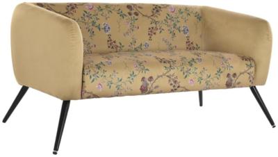 Shimla Yellow and Black Fabric Flowers Couch 2 Seater Sofa by Choice ...