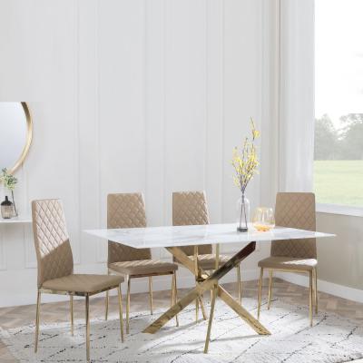 Clearance - Chopstick White Glass and Gold Metal Dining Set - Metro ...