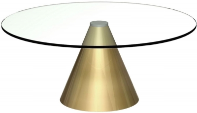 Oscar Clear Glass Round Coffee Table with Brass Cone Base - 110cm by ...