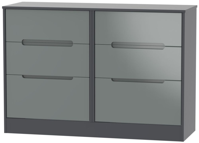 Monaco Grey Gloss and Graphite 6 Drawer Midi Chest by Choice Furniture ...