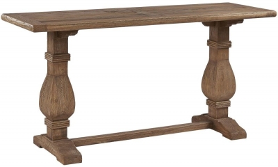 Renton Reclaimed Elm Refectory Console Table with Double Pedestal ...