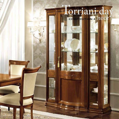 Camel Torriani Walnut Italian 3 Glass Door Vitrine by Choice Furniture ...