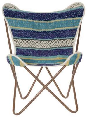 Navy Blue Cotton Fabric Butterfly Chair by Choice Furniture Superstore ...