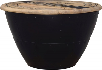 Modern Industrial Black Large Round Trunk Box by Choice Furniture ...