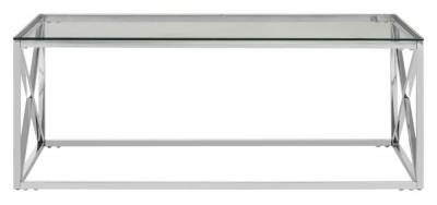 Allure Glass Coffee Table with Silver Cross Design Base by Choice ...