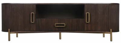Luxor Brushed Brass Ribbed Extra Large Curved TV Unit by Choice ...