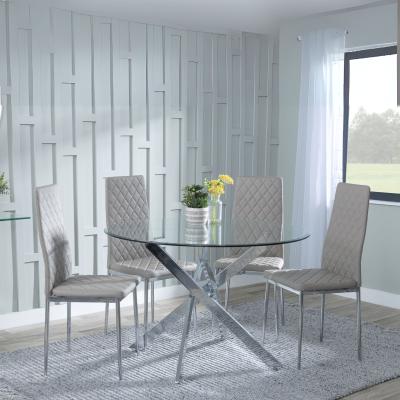 Clearance - Chopstick Clear Glass and Chrome Metal 4 Seater Round ...