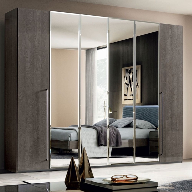 Modum Maia Silver Birch Italian 6 Door Wardrobe with Mirror by Choice ...