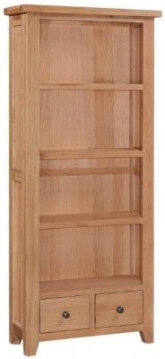 Appleby Oak Tall Bookcase, 180cm Bookshelf with 2 Bottom Storage ...