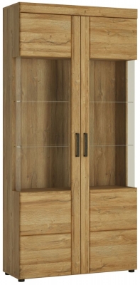Cortina Oak Effect 2 Door Glazed Display Cabinet by Choice Furniture ...