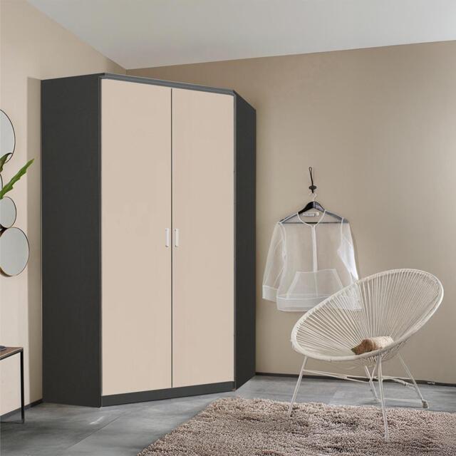 Rauch Celle Matt 117cm 2 Door Corner Wardrobe - Metallic Dark Grey and ...