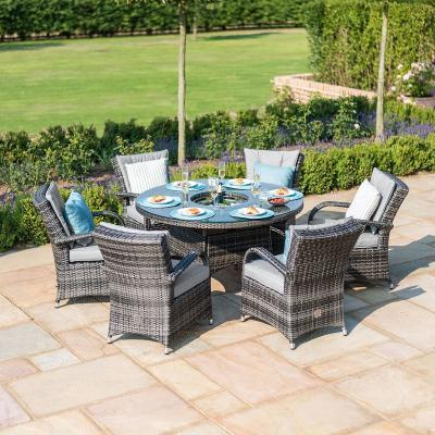 Maze Texas Grey Rattan 6 Seater Round Ice Bucket Garden Dining Set by ...