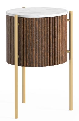 Harvard Round Story Fluted Side Table with White Marble Top by Choice ...