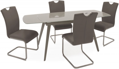 Vida Living Sabina Cappuccino Glass 6 Seater Extending Dining Table by ...