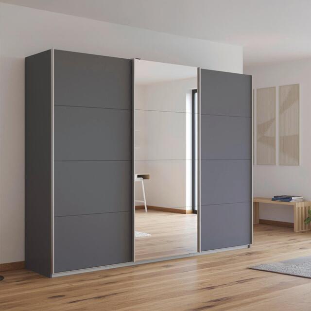 Rauch Kulmbach 271cm 3 Door Sliding Wardrobe with Mirror - Metallic ...