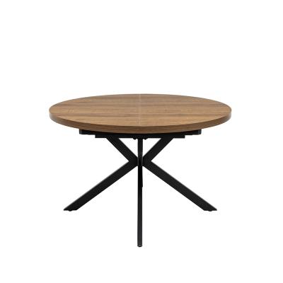 Panama Dark Oak 4-6 Seater Extending Round Dining Table with Black ...