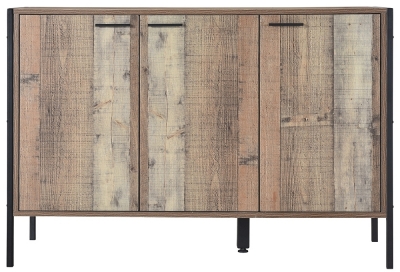 Hoxton Industrial Rustic Oak Effect 3 Door Sideboard by Choice ...
