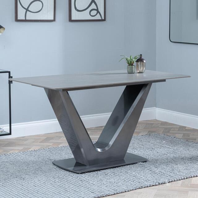 Camilla Dining Table - 4 Seater - 140cm - Grey Ceramic - V Base by ...