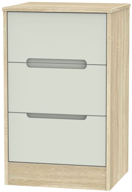 Monaco Cashmere Matt and Oak Effect 3 Drawer Bedside Cabinet by Choice ...