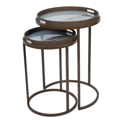 Libra Blurred Seascape Round Side Tray Table - Set of 2 by Choice ...