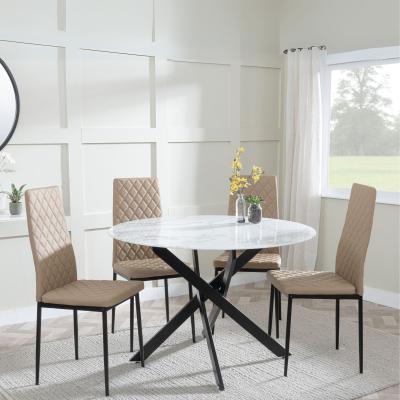 Clearance - Chopstick White Glass and Black Metal 4 Seater Round Dining ...