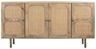 Balinese Mango Wood and Rattan 4 Door Medium Sideboard - 150cm by ...