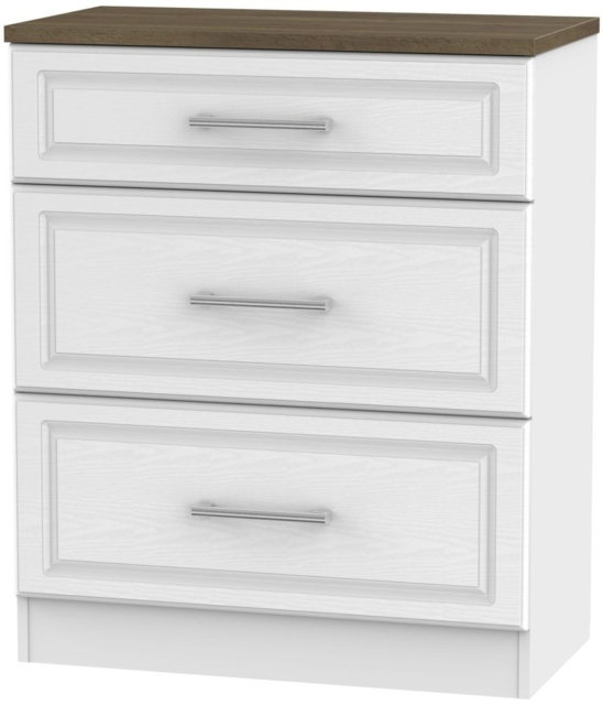 Kent White and Oak 3 Drawer Deep Chest by Choice Furniture Superstore ...