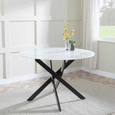 Clearance - Chopstick 4 Seater White Glass Round Dining Table with ...