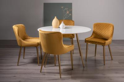 Bentley Designs Francesca White Glass 4 Seater Dining Table with 4 ...