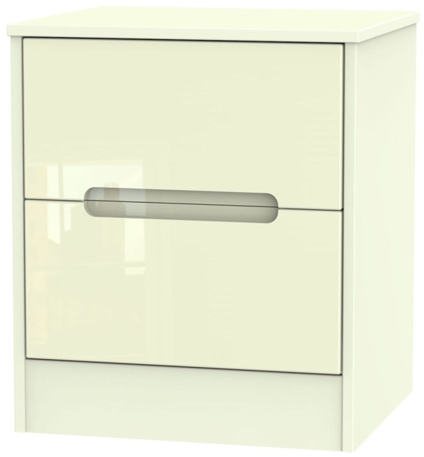 Monaco Cream Gloss 2 Drawer Bedside Cabinet by Choice Furniture ...