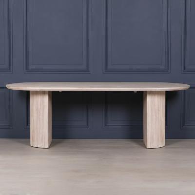 Blanche Acacia Wood Fluted 8 Seater Oval Dining Table by Choice ...