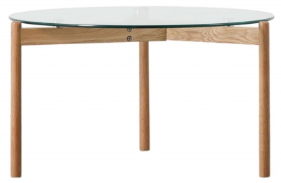 Moran Natural Oak and Glass 70cm Round Coffee Table by Choice Furniture ...