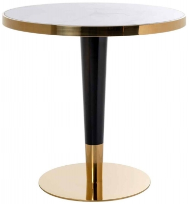 Osteria White Marble Effect 2 Seater Round Dining Table with Gold Trim ...