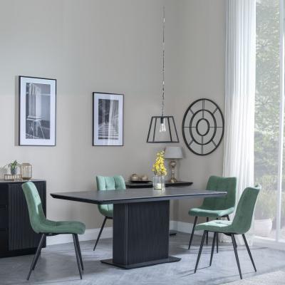 Clearance - Morgan Black Ceramic Fluted Dining Set - Corona Green ...
