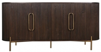 Luxor Brushed Brass Ribbed 4 Door Extra Large Curved Sideboard by ...