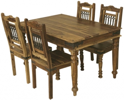 Thacket Sheesham Wood 4 Seater Dining Set with 4 Chairs by Choice ...