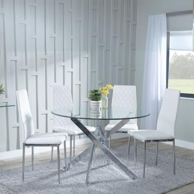 Clearance - Chopstick Clear Glass and Chrome Metal 4 Seater Round ...