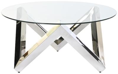 Glass and Chrome Round Coffee Table by Choice Furniture Superstore ...