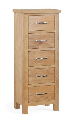 New Trinity Natural Oak 5 Drawer Narrow Chest by Choice Furniture ...
