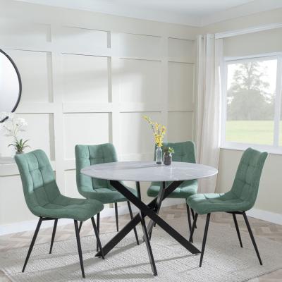 Clearance - Chopstick Grey Glass and Black Metal 4 Seater Round Dining ...