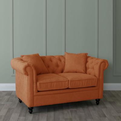 Clearance - Chesterfield Burnt Orange Fabric 2 Seater Sofa by Choice ...