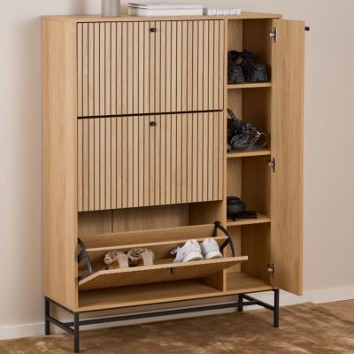 Cobar Oak Ribbed 4 Door Shoe Cabinet by Choice Furniture Superstore ...