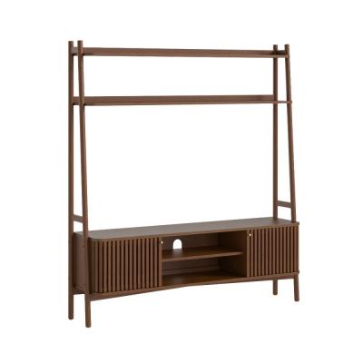 Soho Dark Oak 165cm Slatted Ladder Large Storage TV Unit by Choice ...