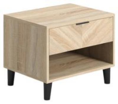Stockholm Chevron Oak Effect 1 Drawer Bedside Cabinet by Choice ...