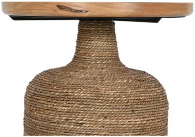 Light Brown Wood and Rope Round Side Table by Choice Furniture ...