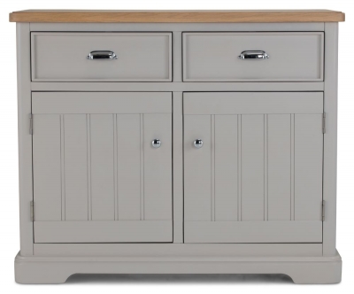 Shallotte Grey and Parquet Oak Top Small Sideboard, 105cm with 2 Doors ...