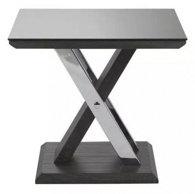 Xavi Grey Glass Top Side Table with X Pedestal Base by Choice Furniture ...