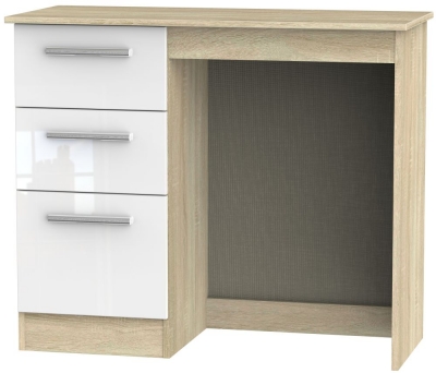 Contrast White Gloss and Oak Effect 3 Drawer Single Dressing Table by Choice Furniture ...